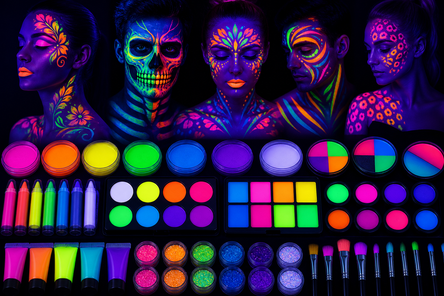 UV Reactive Face Paint | Neon Glow Body & Face Paint – The Face Paint Shop